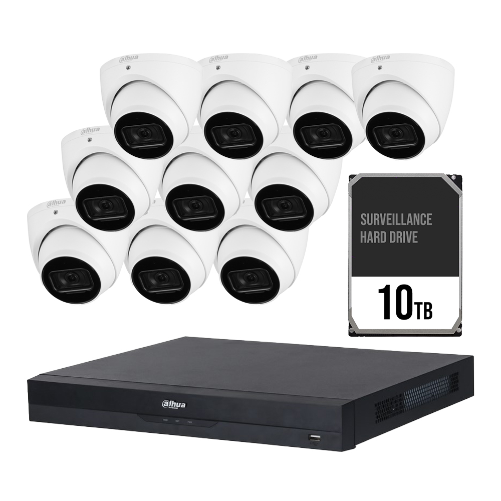 Dahua WizSense AI 16 Channel Camera Kit including 10x 6MP Eyeball Fixed ...